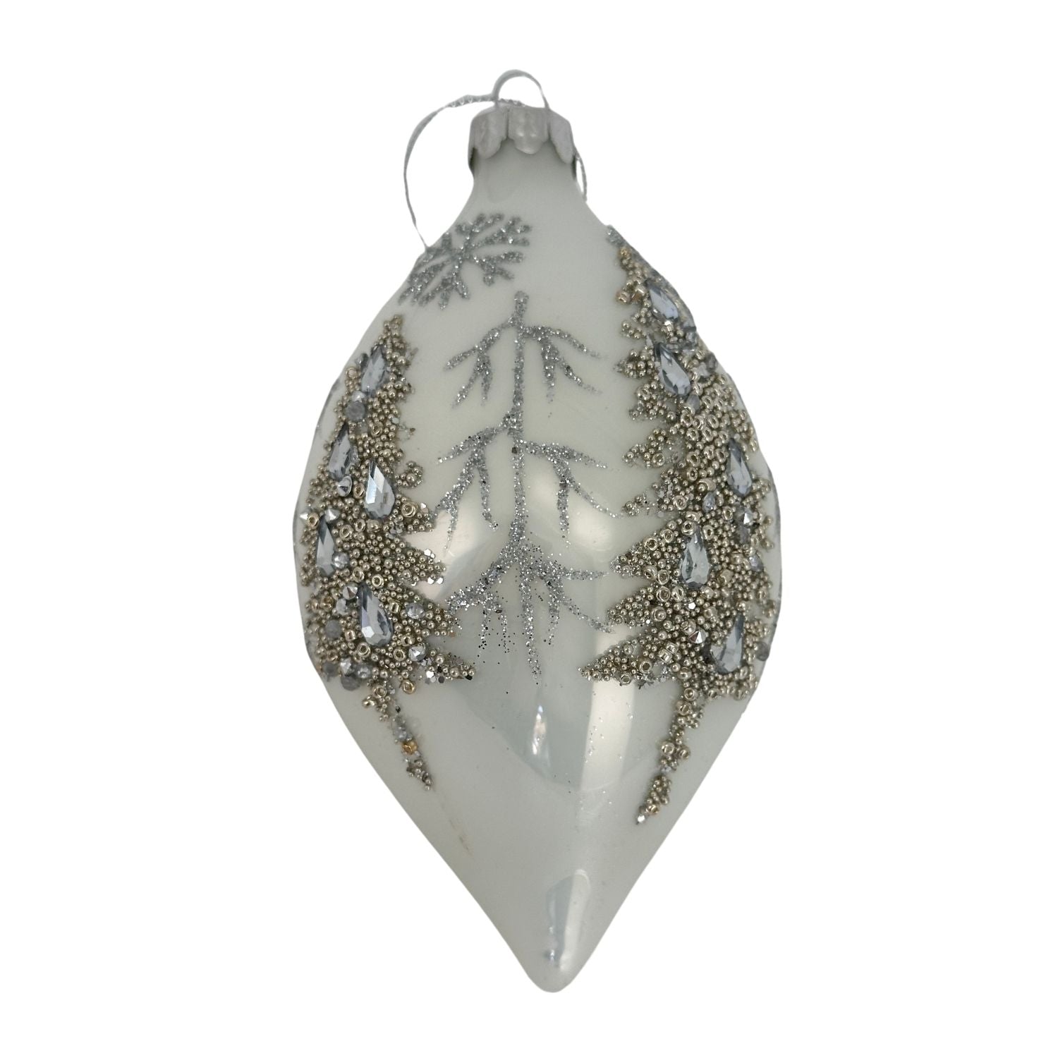 Bauble White Silver Tree Long Drop Hanging – Delights Home & Gift